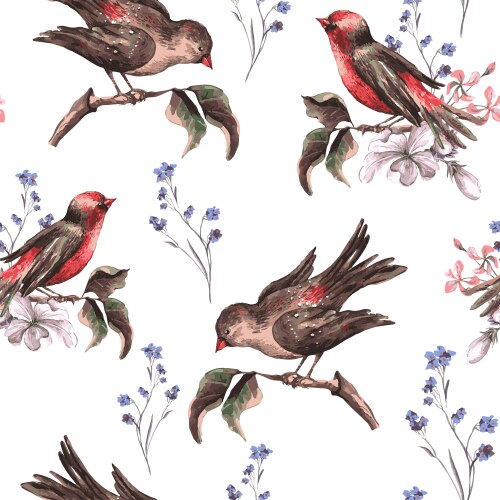 Vintage birds pattern Royalty Free Vector Image