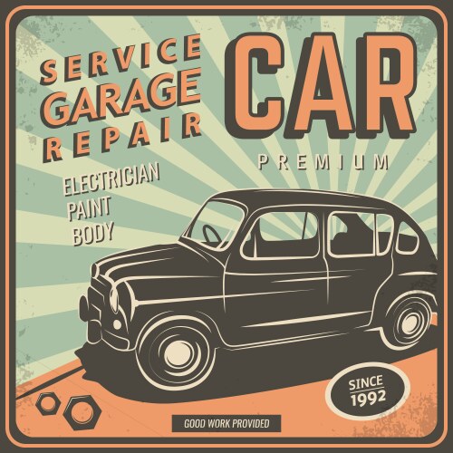 Motor show and restoration retro poster Royalty Free Vector