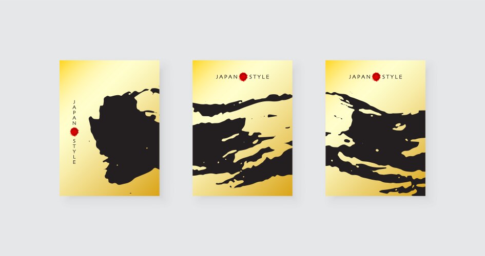 Golden ink brush stroke on black background Vector Image