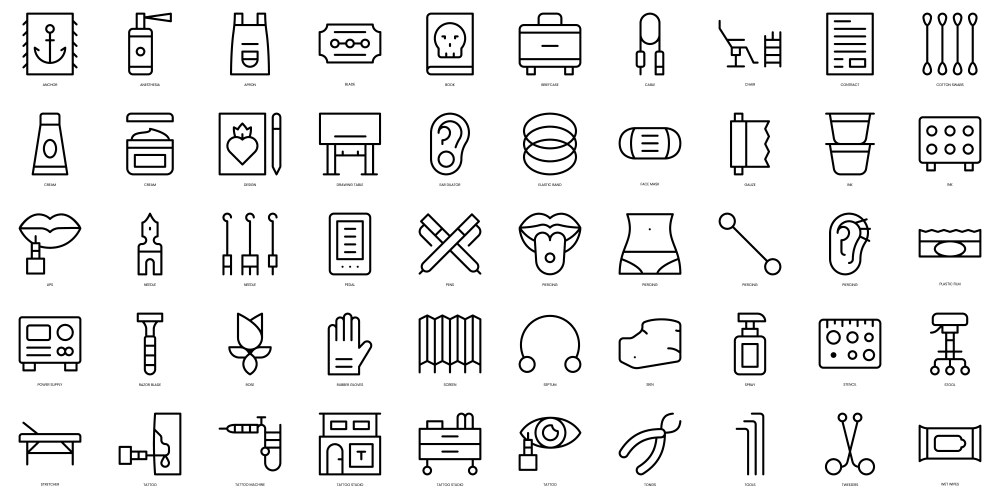 Tattoo icons set Royalty Free Vector Image - VectorStock