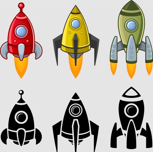 Rocket space ship in flat style Royalty Free Vector Image