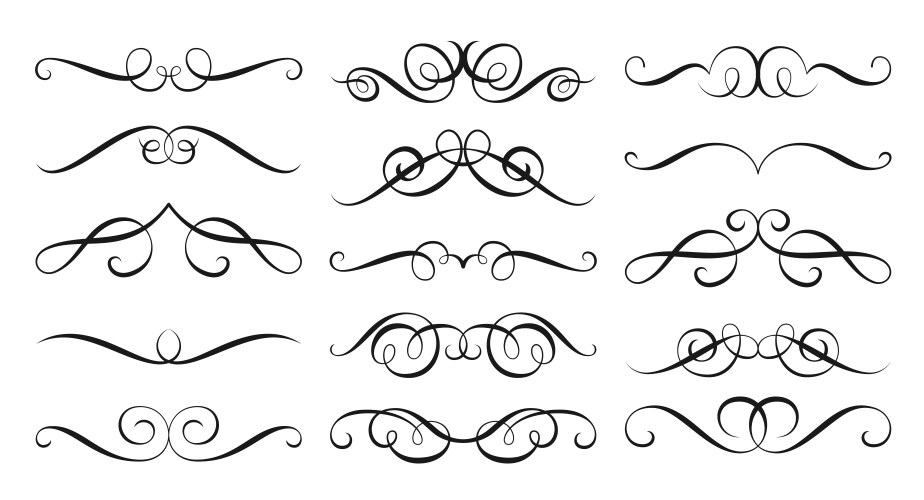 Vintage divider set retro line text page separator