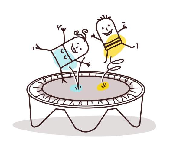 Little boy jumping on a trampoline Royalty Free Vector Image