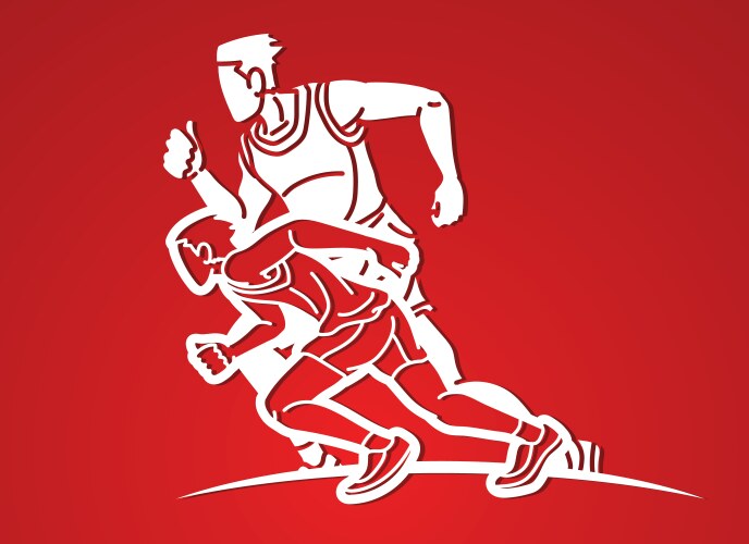 Men running mix action speed movement marathon Vector Image