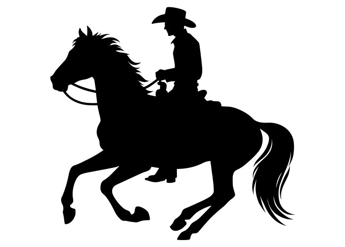 Cowboy riding a horse silhouette Royalty Free Vector Image