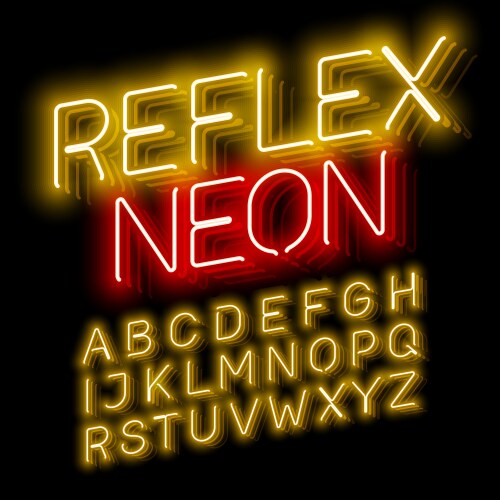 Neon light glowing alphabet Royalty Free Vector Image
