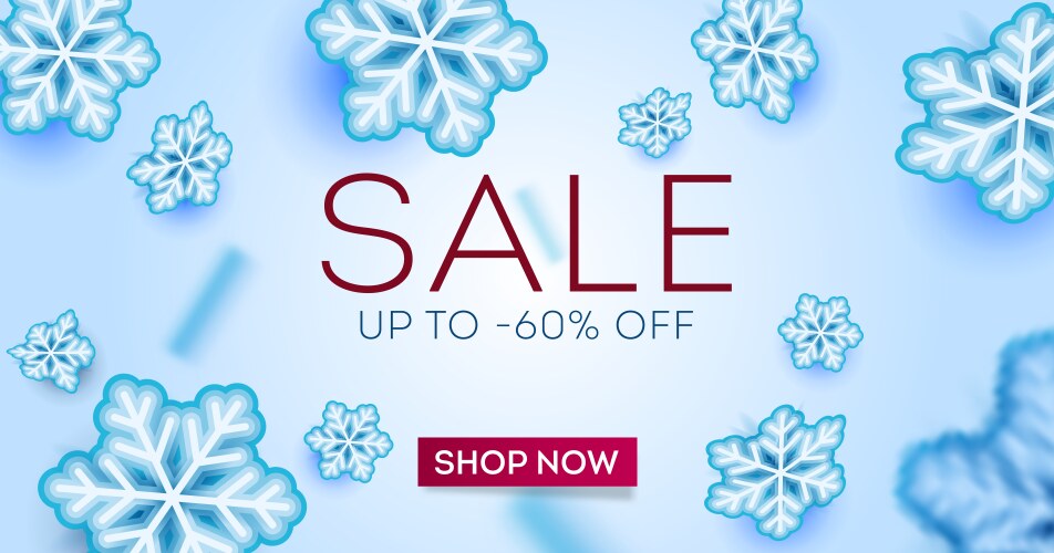 Winter vintage label on snowflakes background Vector Image