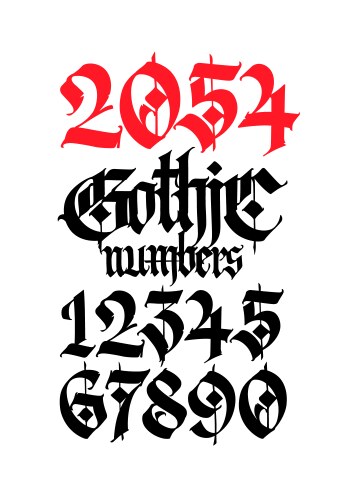 Gothic Numbers Numerals Vector Images (over 180)