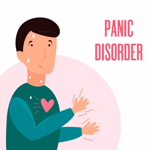 Man having panic attack cartoon Royalty Free Vector Image
