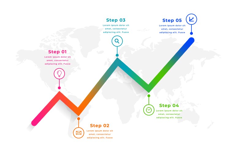 6 step milestone route map layout with execution Vector Image
