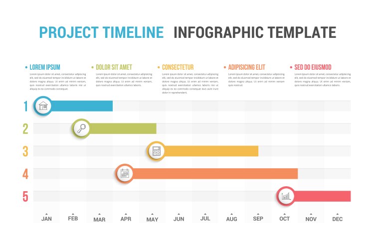 Gantt project production timeline graph Royalty Free Vector