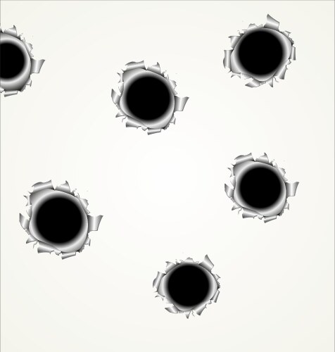 Realistic bullet holes set Royalty Free Vector Image