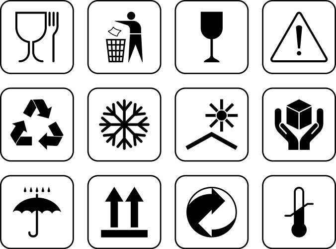 Warning of packaging symbol Royalty Free Vector Image