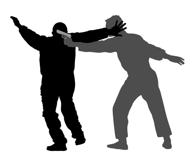 Self defense battle man silhouette Royalty Free Vector Image