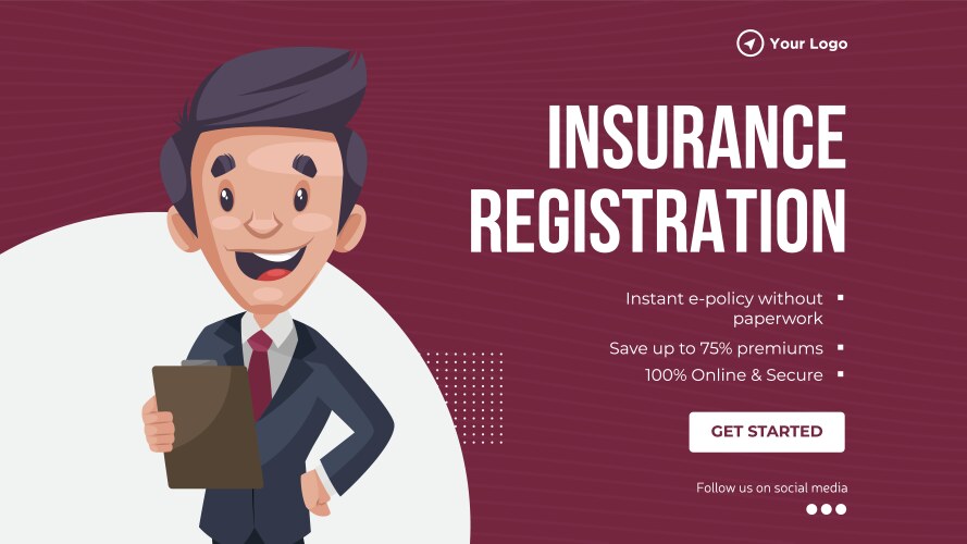 Insurance registration banner design template Vector Image