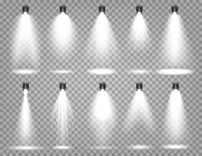 Spotlights set stage and studio light realistic Vector Image
