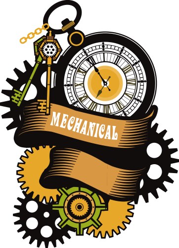 Steampunk clock with mechanical dragonfly Vector Image