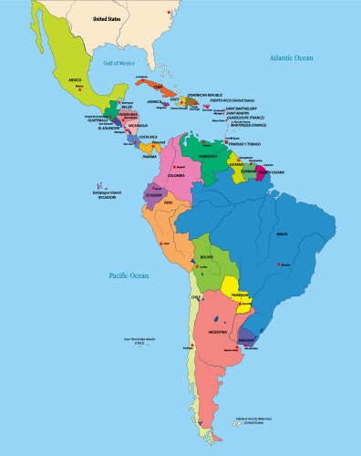 Map of latin america Royalty Free Vector Image