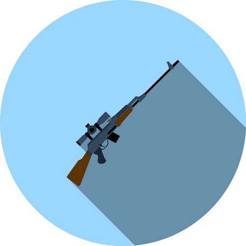 Glowing neon sniper rifle with scope icon Vector Image