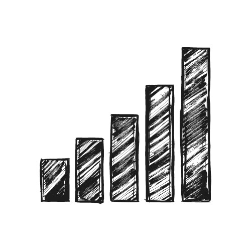 A bar graph that ascends in height from the left Vector Image
