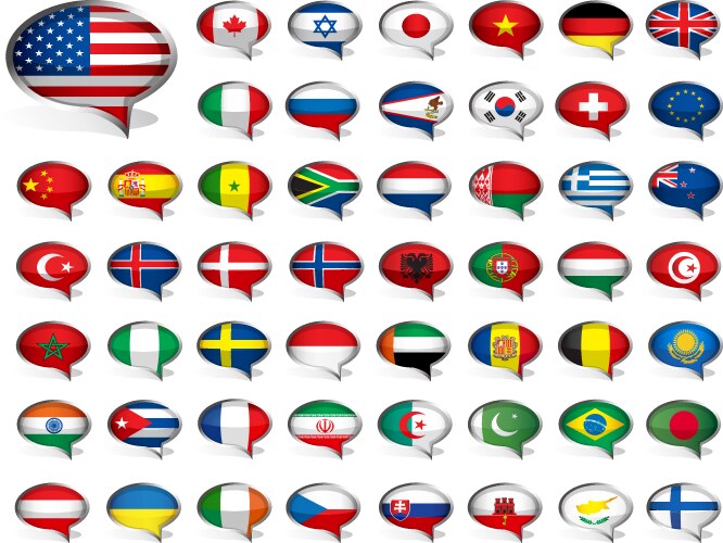 Set of all europe flags with name Royalty Free Vector Image