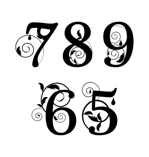 Hand drawn floral numbers monograms Royalty Free Vector