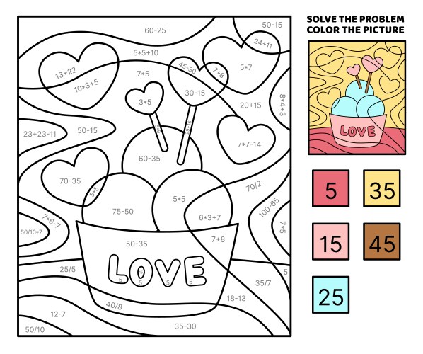 Solve the problem color picture heart ice Vector Image