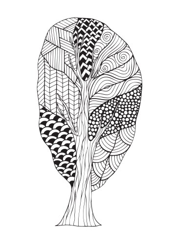 Adult coloring book page design with forest trees Vector Image