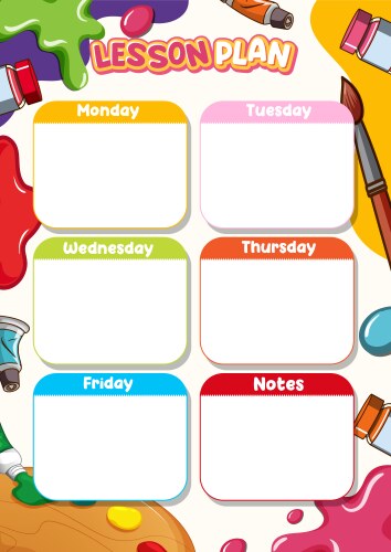 Printable weekly lesson plan with note template Vector Image