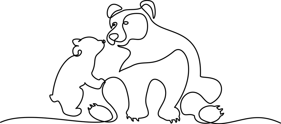 Lion with lioness in love family one line Vector Image