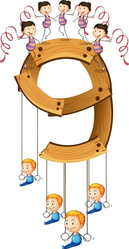 Girl with number nine Royalty Free Vector Image