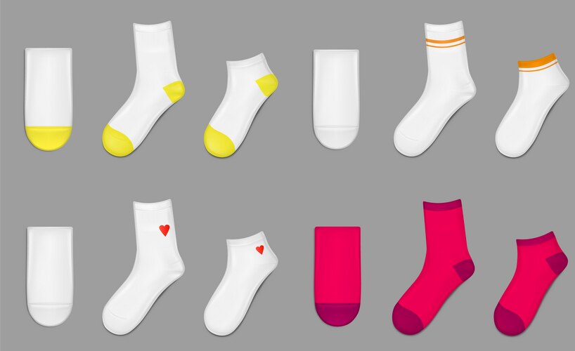 Set of black realistic sock mockups Royalty Free Vector
