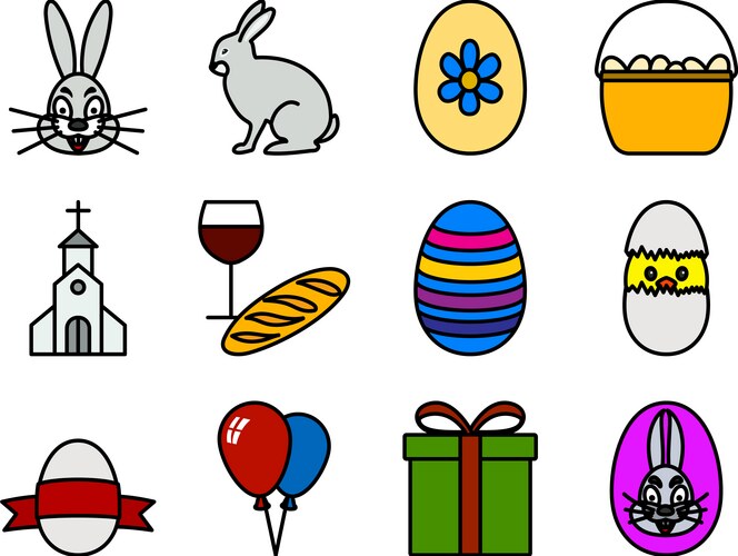 Easter icon set Royalty Free Vector Image - VectorStock