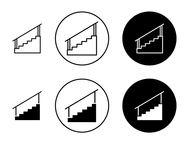 Stairs icon set on white background Royalty Free Vector