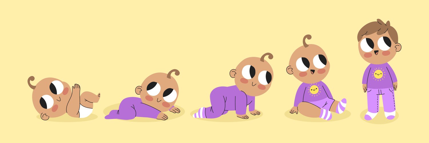 Cartoon stages of a baby boy Royalty Free Vector Image