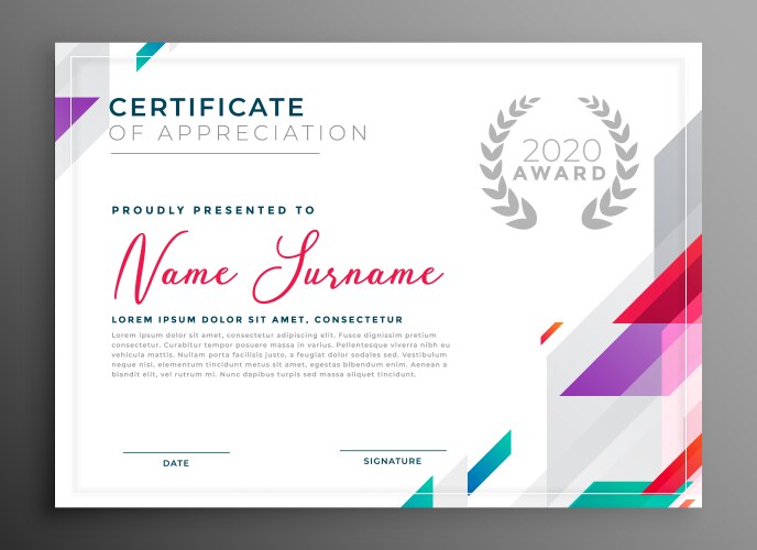 Colorful colourful award certificate template Vector Image
