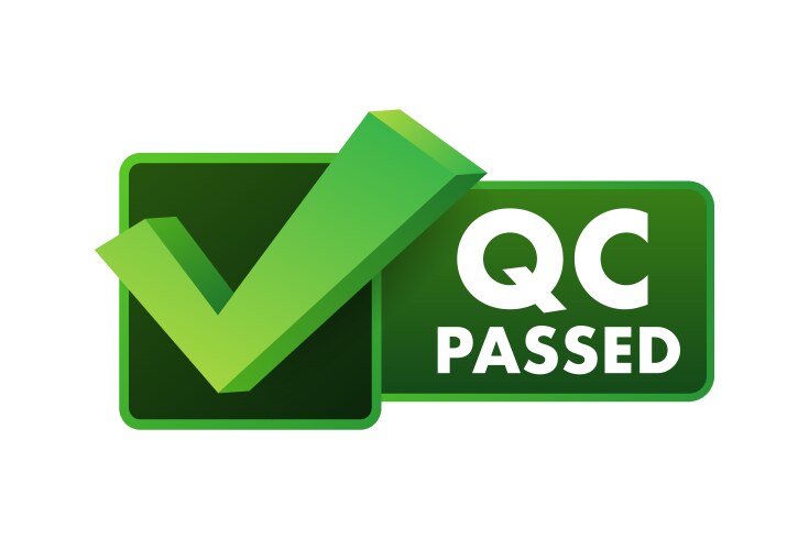 Qc passed scratched stamp with tick Royalty Free Vector