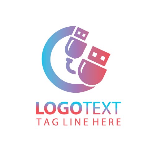 Infinity usb plug logo Royalty Free Vector Image