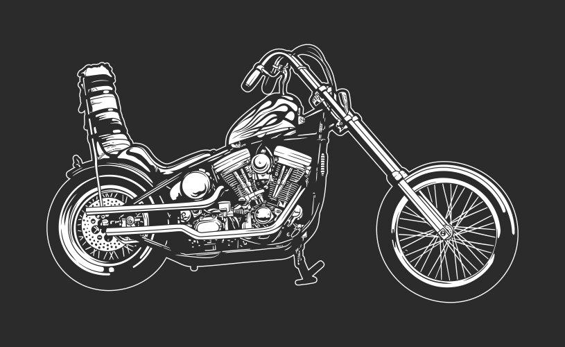Chopper motorcycle motor vehicle transport line Vector Image