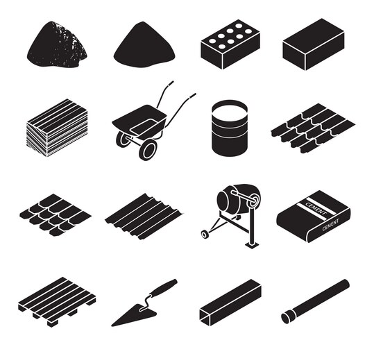 Construction Material Icon Set – Royalty-Free Vector | VectorStock