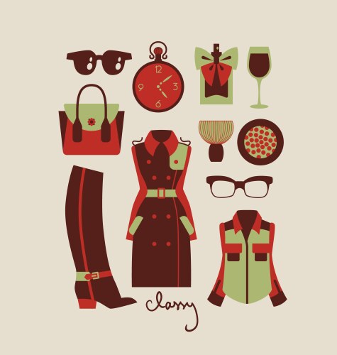 People in 1970s style clothes cartoon Royalty Free Vector