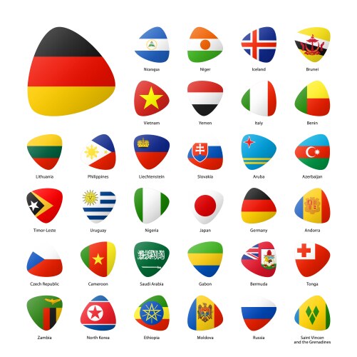 World flags round icons set Royalty Free Vector Image