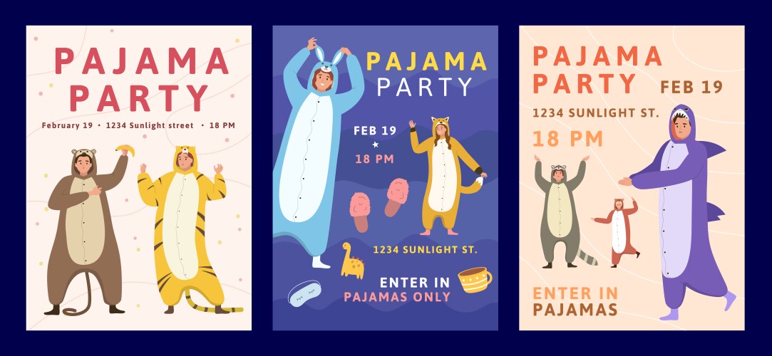 Pajama party background with casual slippers Vector Image