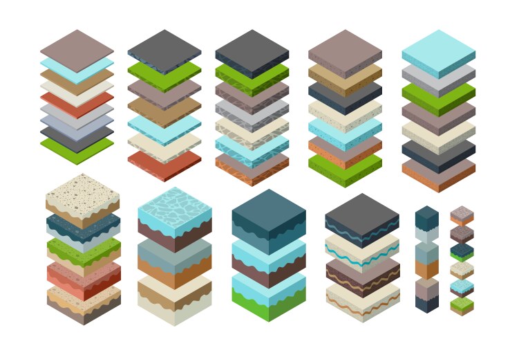 Grass and soil layers isometric Royalty Free Vector Image