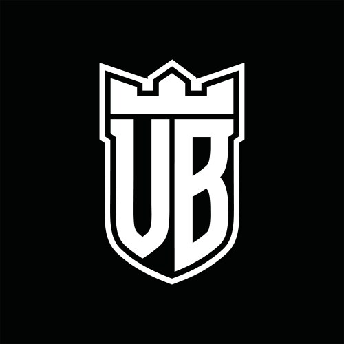 Vb letter logo heraldic shield shape with crown Vector Image