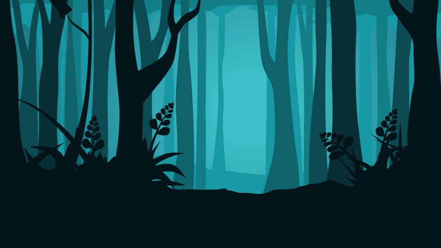 Blue dark silhouette forest layer parallax ready Vector Image