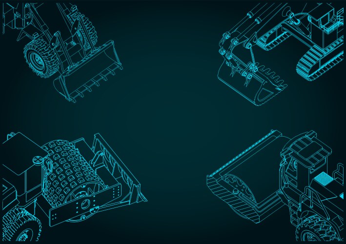 Heavy excavator drawings Royalty Free Vector Image