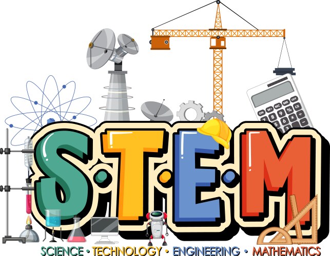 Stem education logo with icon ornament elements Vector Image