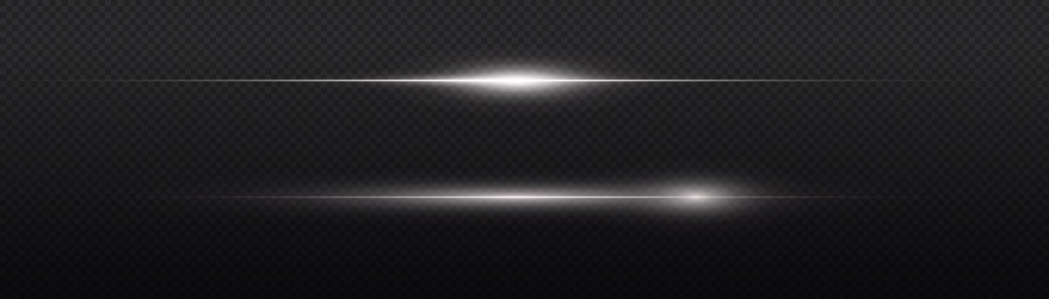 White glowing rays sparkle horizontal light line Vector Image