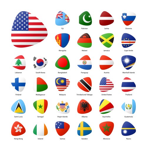 Wolrd flags set in hand Royalty Free Vector Image